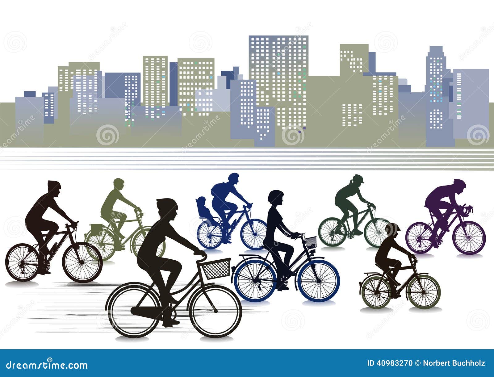 Cyclists Biking in the City Stock Vector - Illustration of children ...