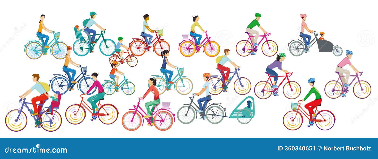 Cyclists on the Cycle Paths Illustration Stock Vector - Illustration of ...