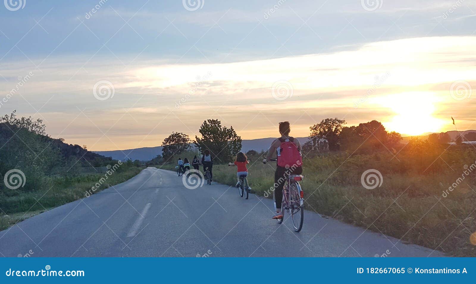 Cyclists Cycling in the Nature by the Trees in Spring Editorial Image ...