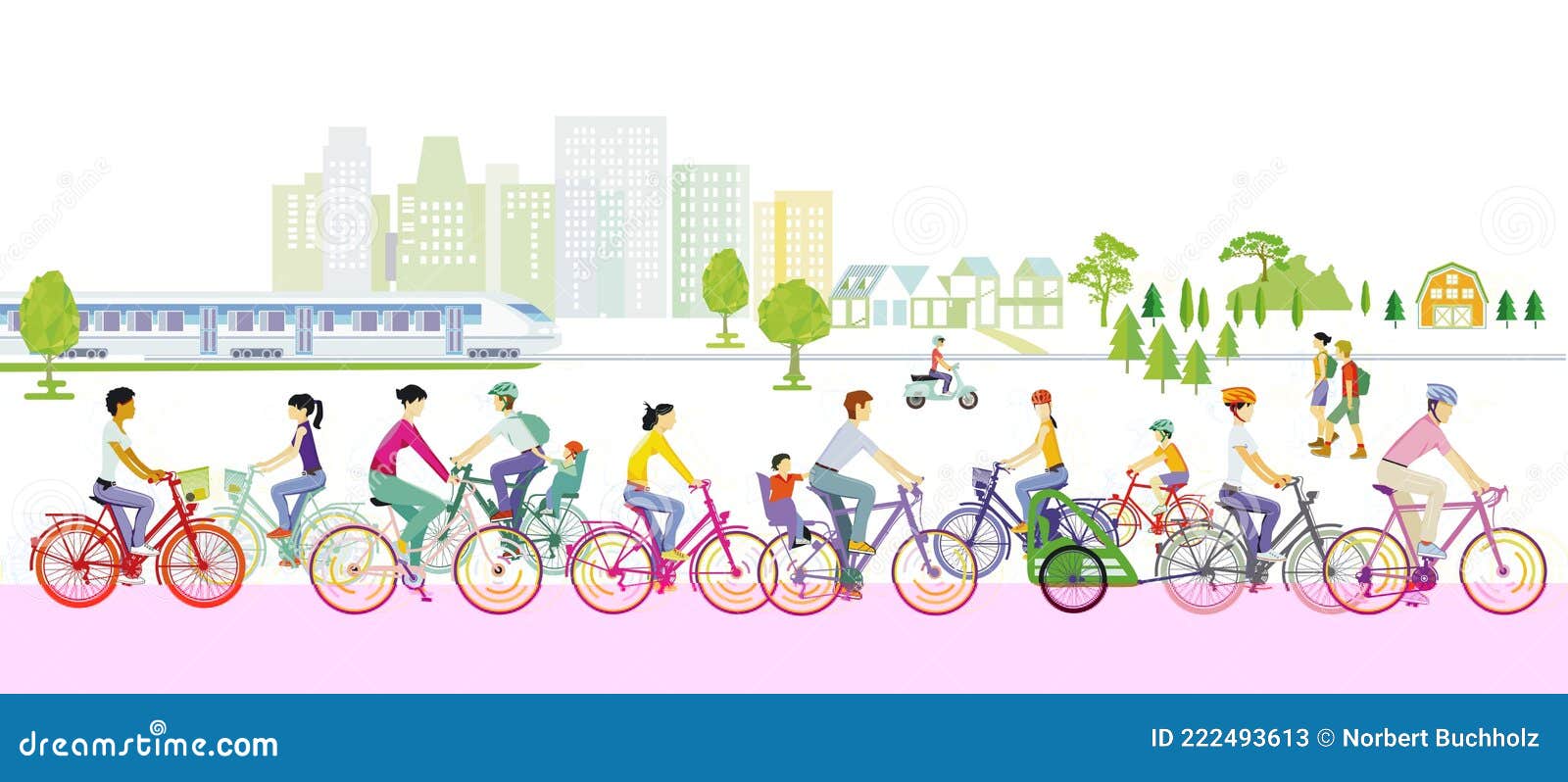 Cyclists Excursion by Bike, in Free Time Stock Vector - Illustration of ...