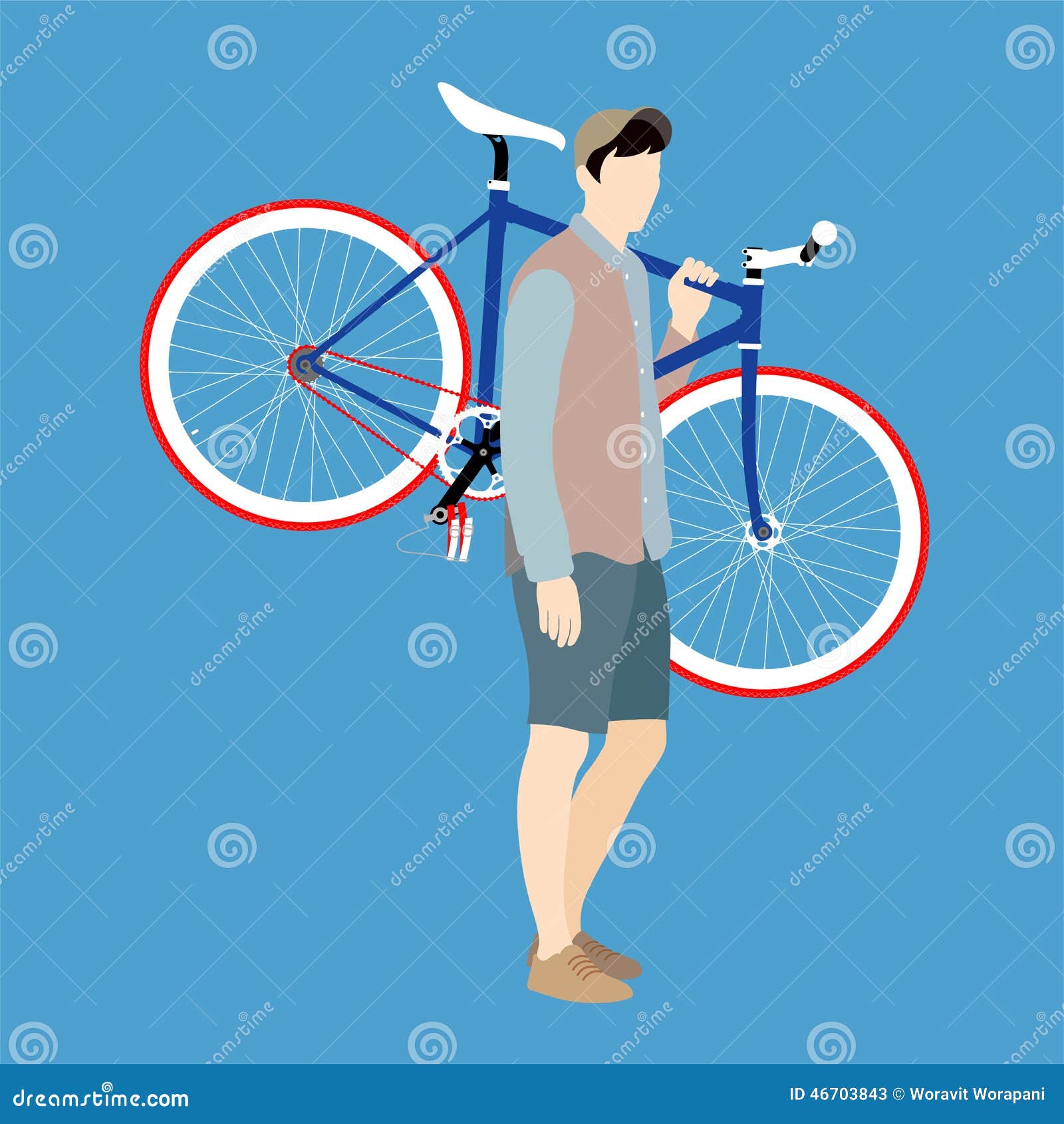 Cyclists Man And Fixed Gear Bicycle Cartoon Vector | CartoonDealer.com ...