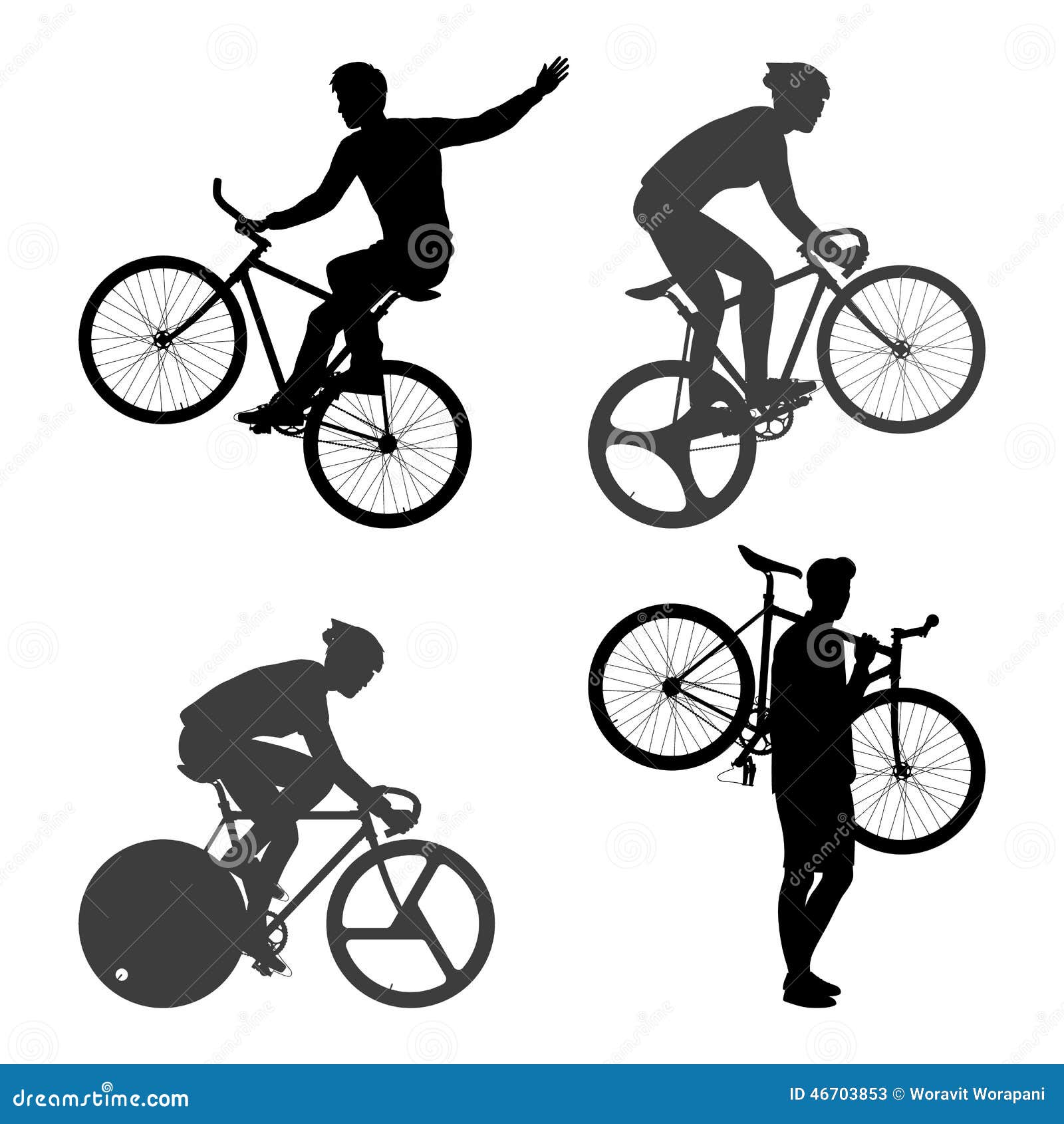 Cyclists In Bicycle Racing. Vector Characters Flat Design Style ...