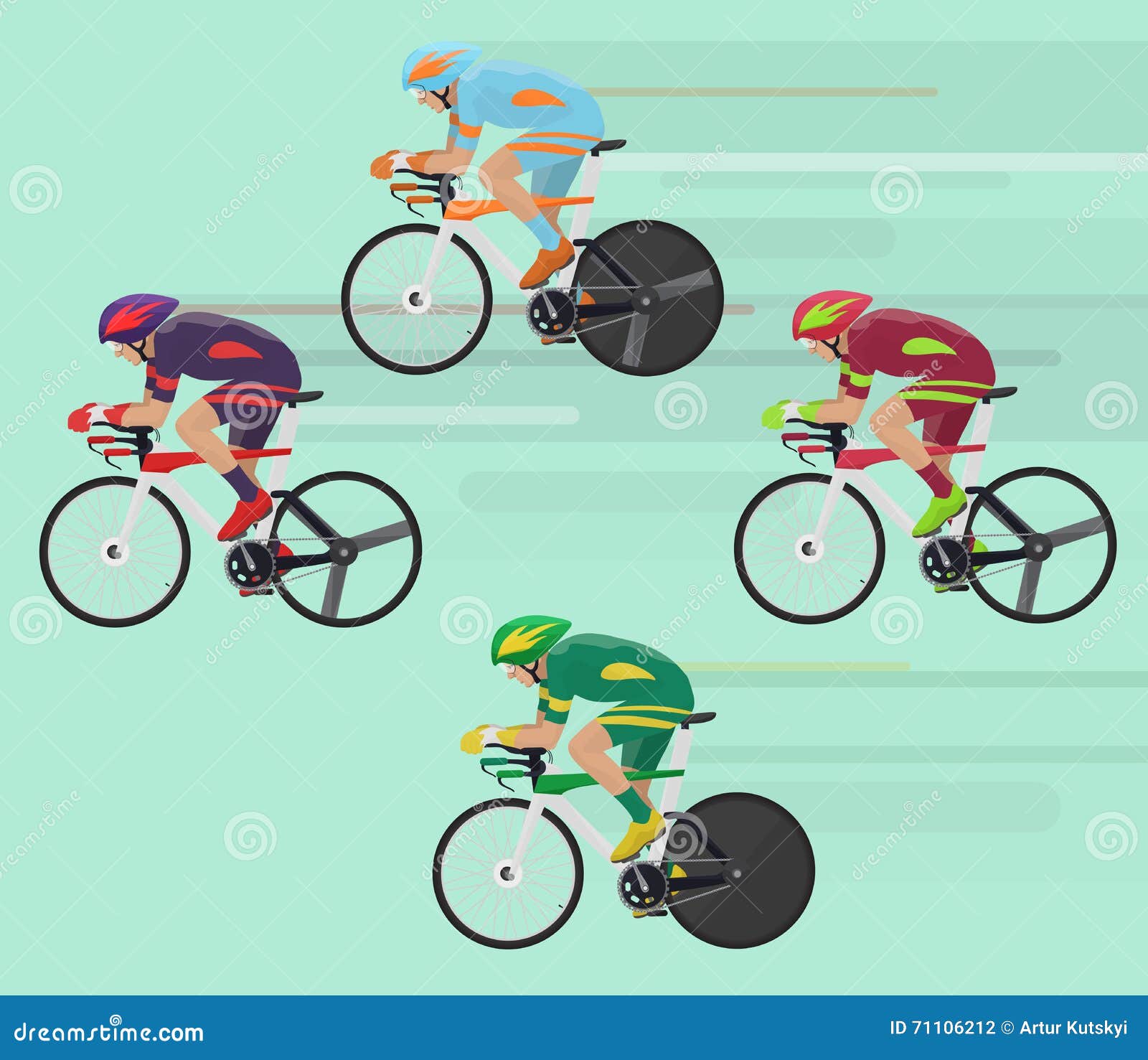 Cyclists Man on Road Race Bicycle Racing Concept. Stock Vector ...