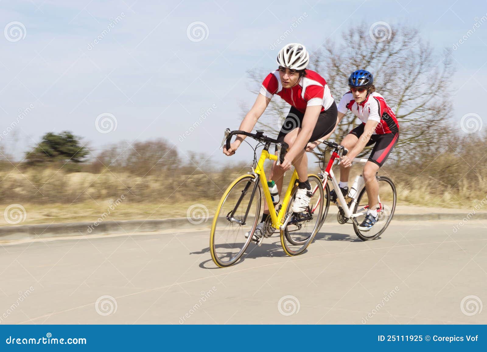 Cyclists Riding Cycles on Open Road Stock Image - Image of racing, male ...
