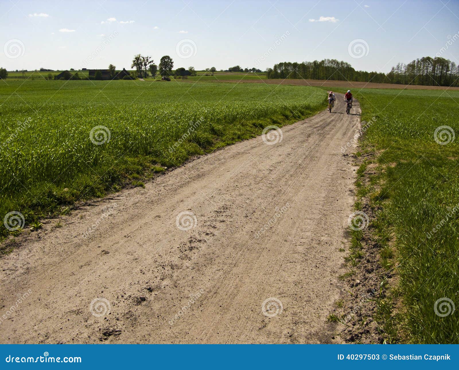 Cyclists in Spring or Summer Dirt Path Stock Image - Image of activity ...