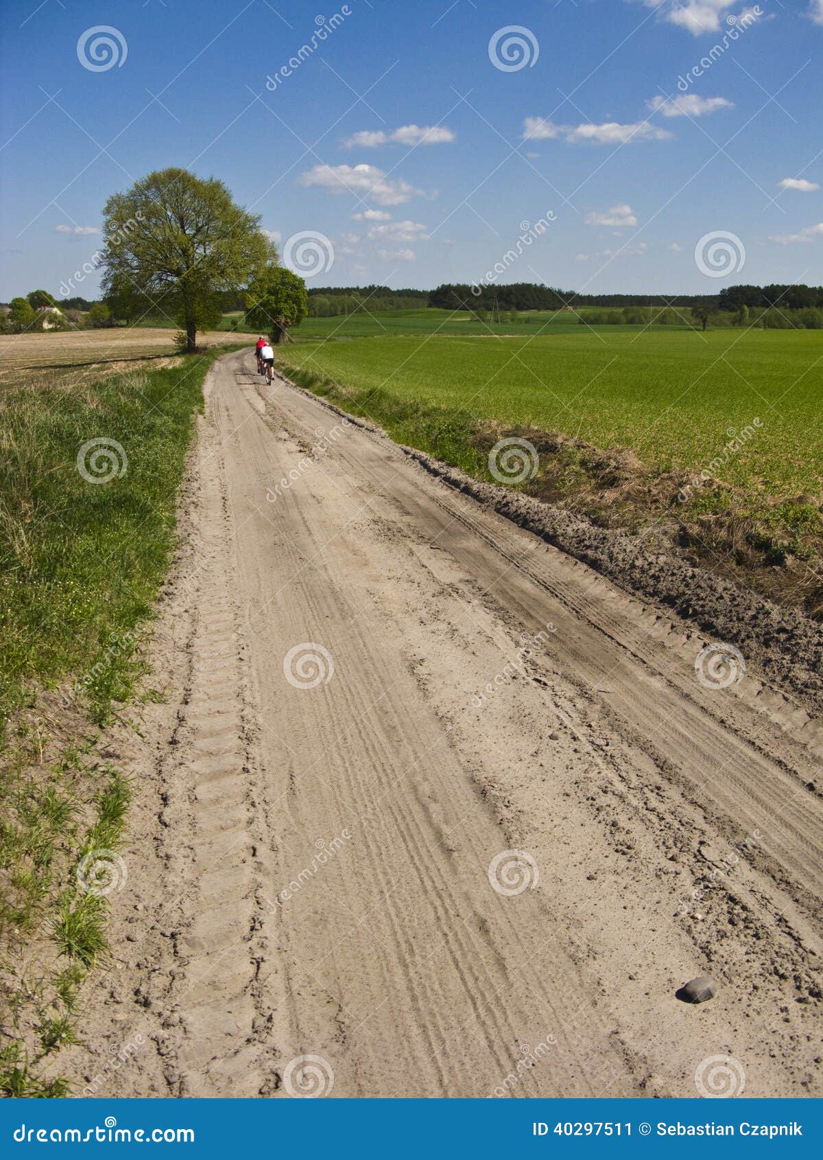 Cyclists in Spring or Summer Dirt Path Stock Image - Image of dirtpath ...