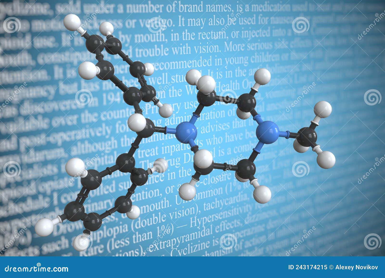 Cyclizine Molecular Structure 3d, Flat Model, Anticholinergic ...