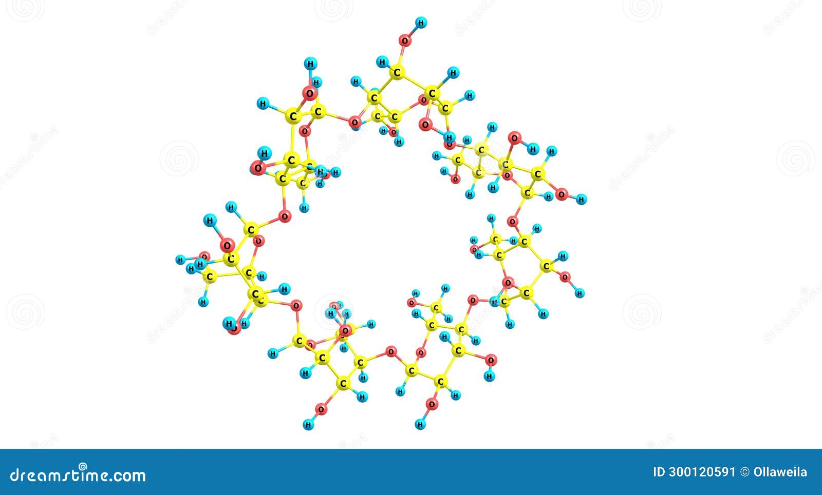 Cyclodextrin Molecular Structure Isolated on White Stock Illustration ...