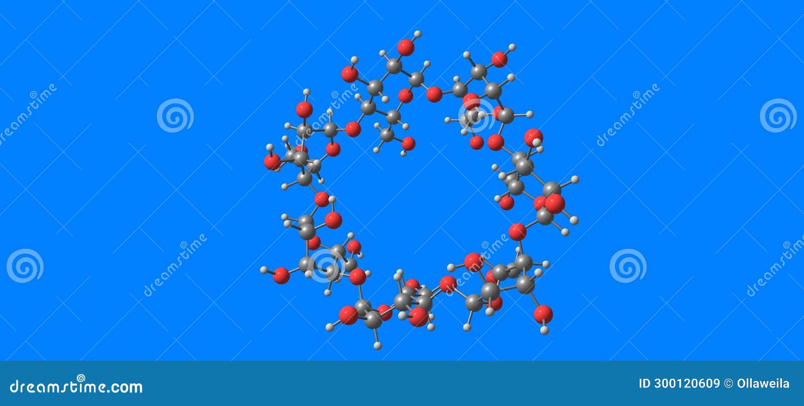 Cyclodextrin Molecular Structure Isolated On Blue Stock Illustration
