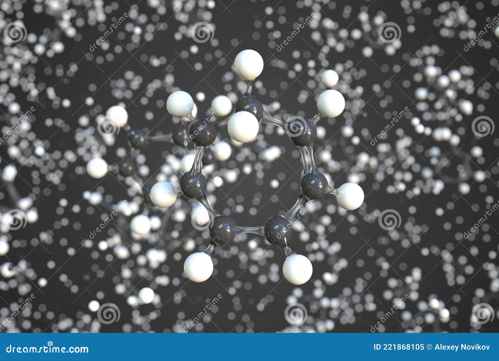 Cycloheptatriene Molecule, Scientific Molecular Model, 3d Rendering ...