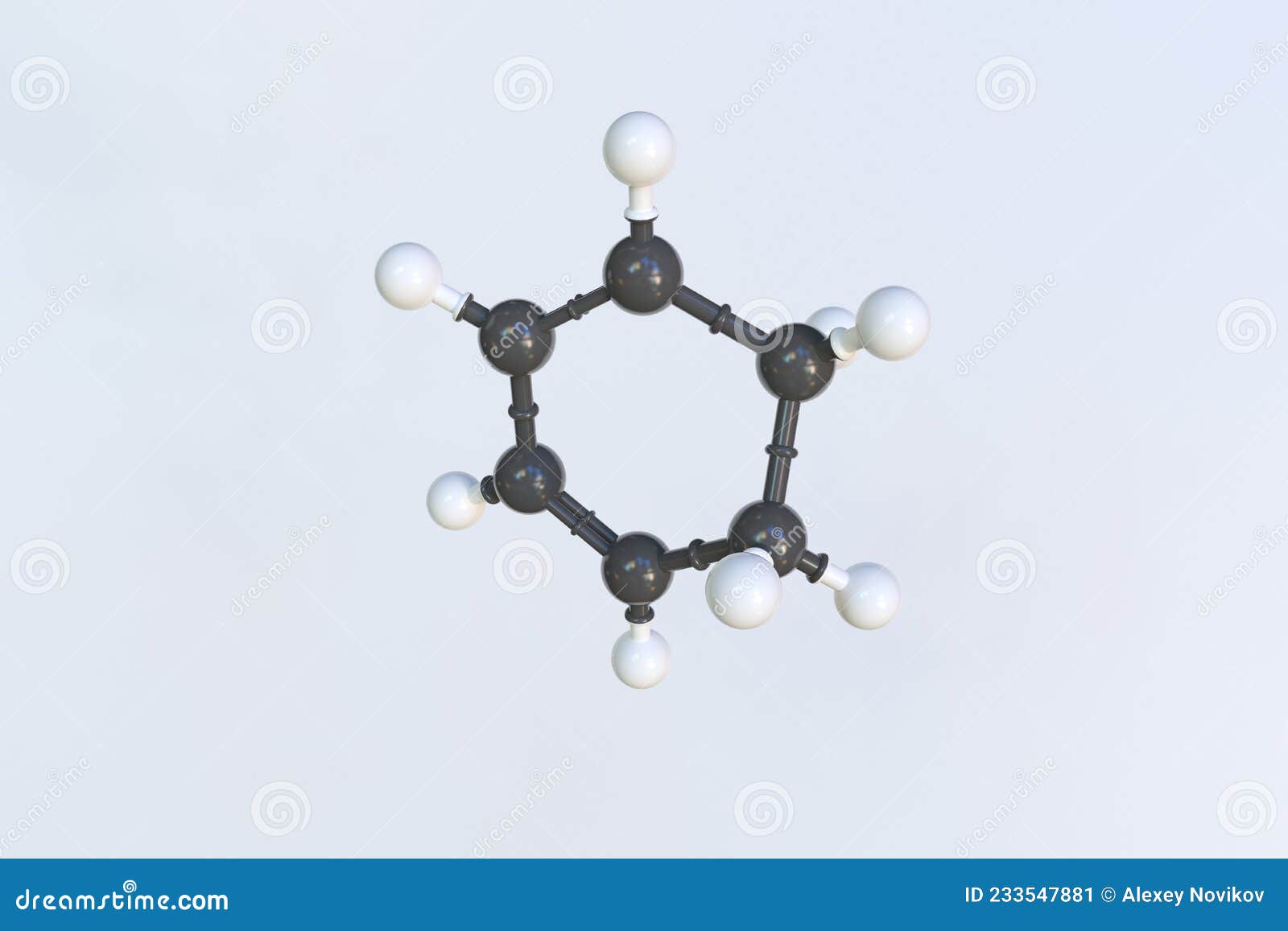 1,3-cyclohexadiene Molecule. Isolated Molecular Model. 3D Rendering ...