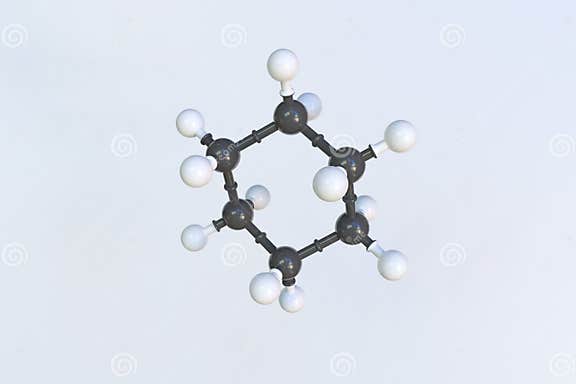 Cyclohexane Molecule, Isolated Molecular Model. 3D Rendering Stock ...