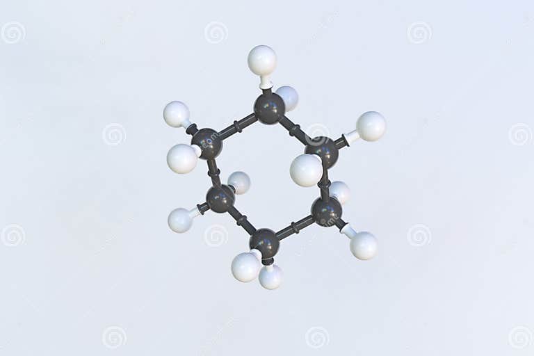 Cyclohexane Molecule, Isolated Molecular Model. 3D Rendering Stock ...