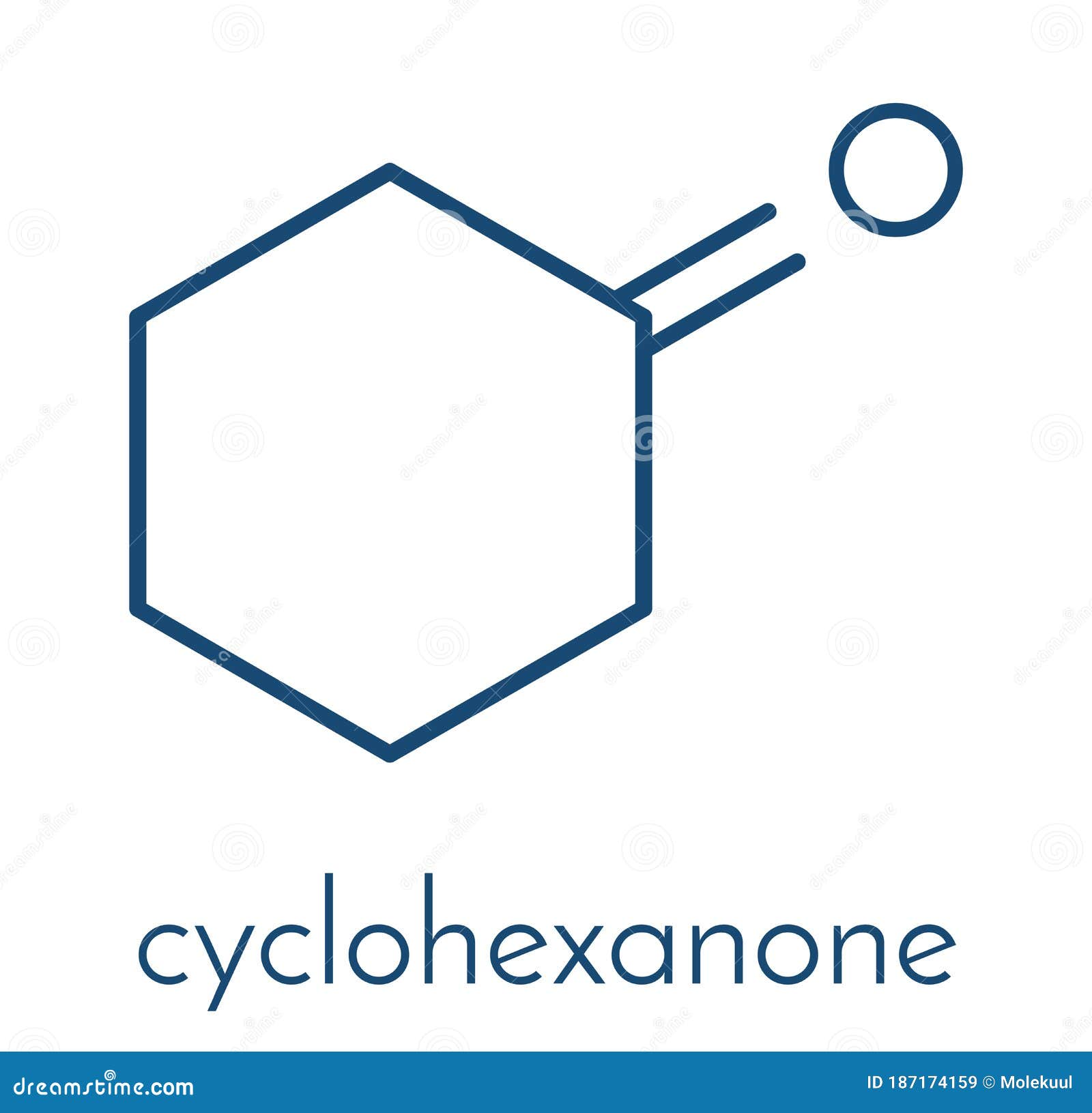 Cyclohexanone Organic Solvent Molecule. Precursor of Nylon. Skeletal ...