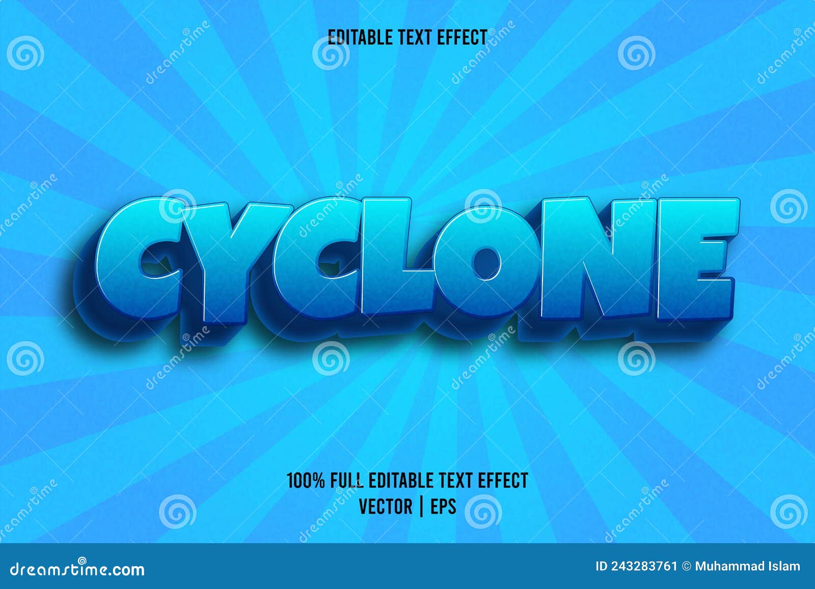 Cyclone Editable Text Effect Cartoon Style Stock Vector - Illustration ...