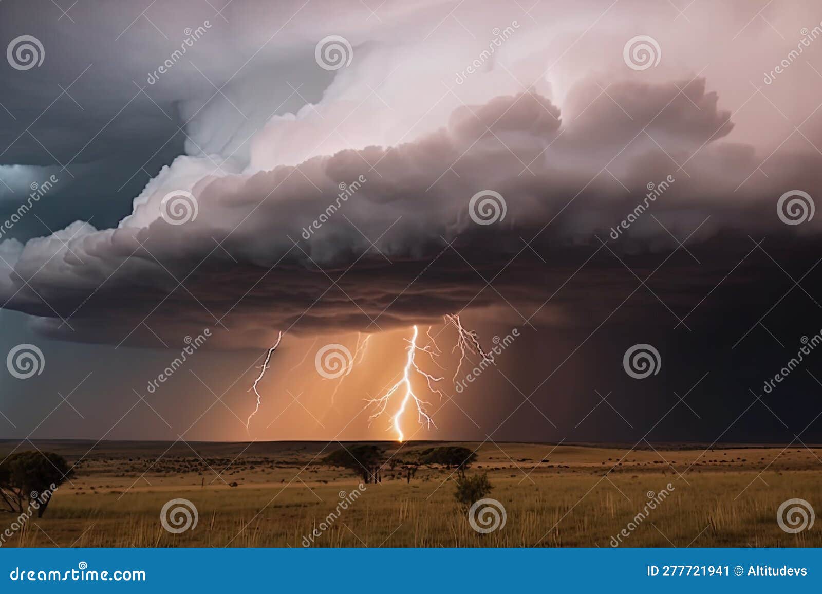 Cyclone with Storm Clouds and Lightning Visible in the Sky Stock ...