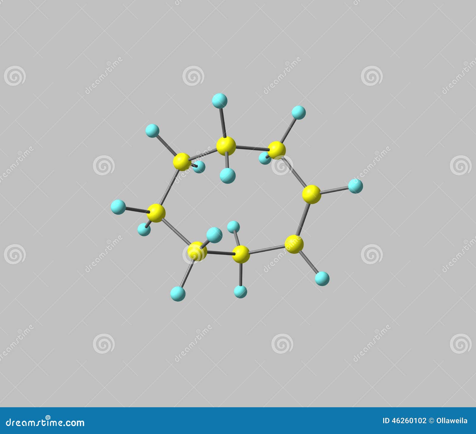 Cyclooctene Molecule Isolated on Grey Stock Illustration - Illustration ...