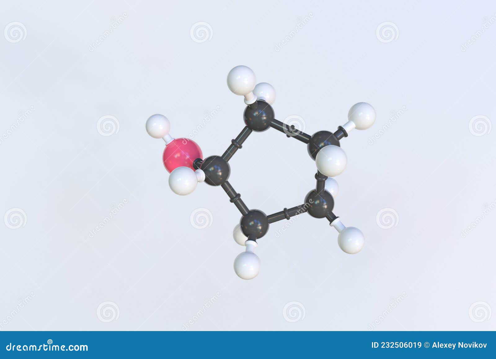 Cyclopentanol Molecule Made with Balls, Scientific Molecular Model. 3D ...