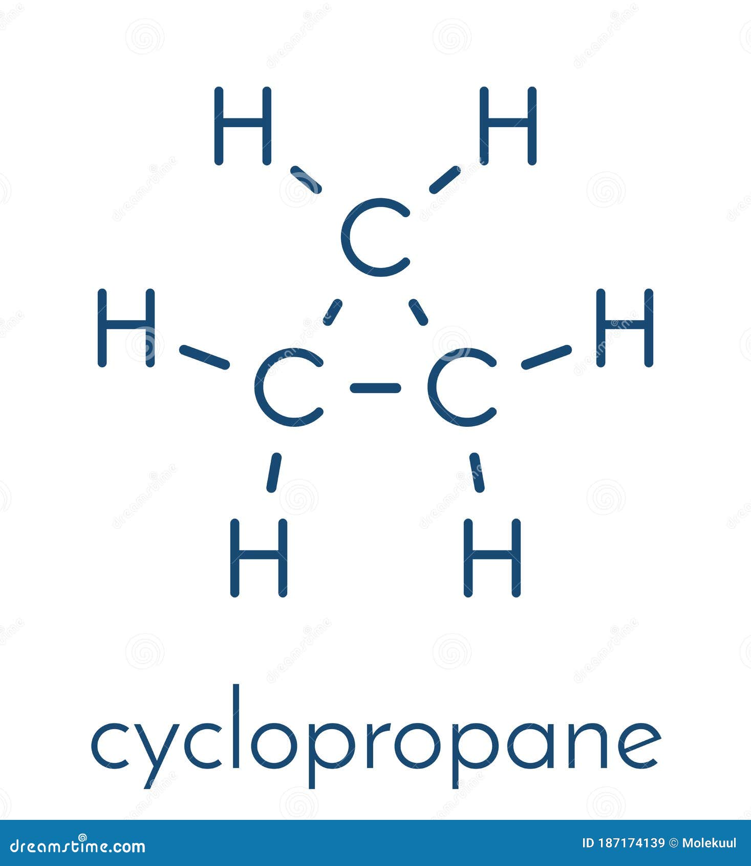 Cyclopropane Cycloalkane Molecule. Used As Anaesthetic. Skeletal ...
