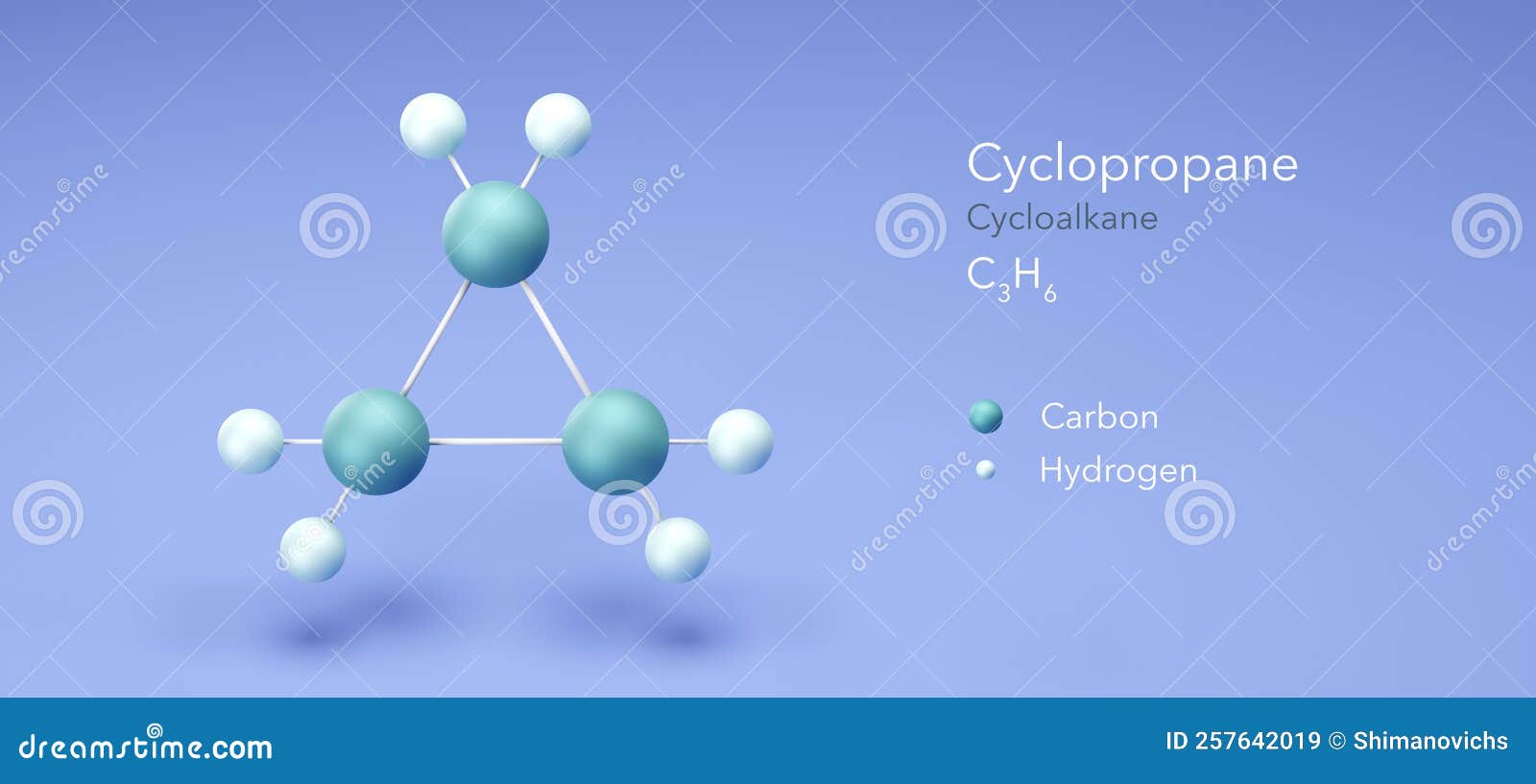 Cyclopropane Molecular Structures Cycloalkane 3d Model Structural Chemical Formula And Atoms