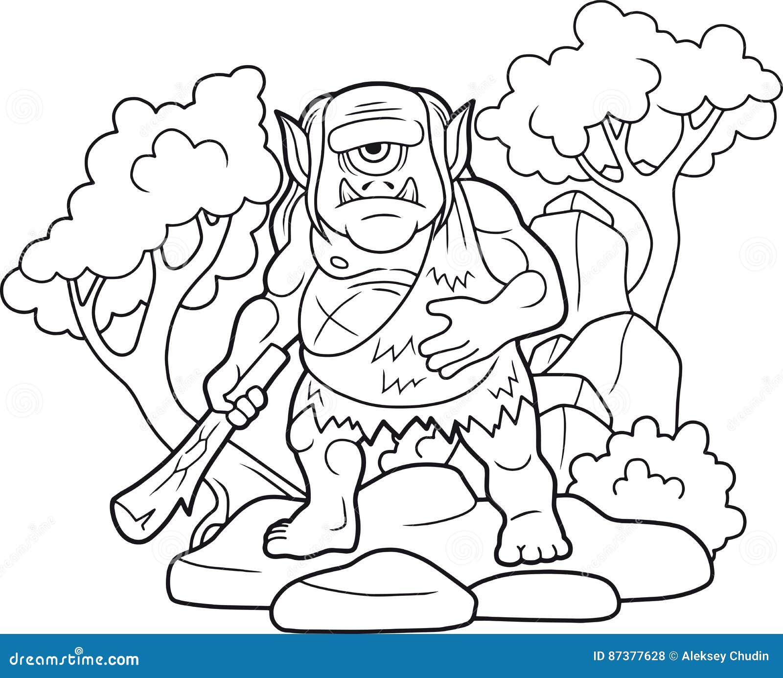 Cyclops with a Club in His Hand Stock Vector - Illustration of monster ...