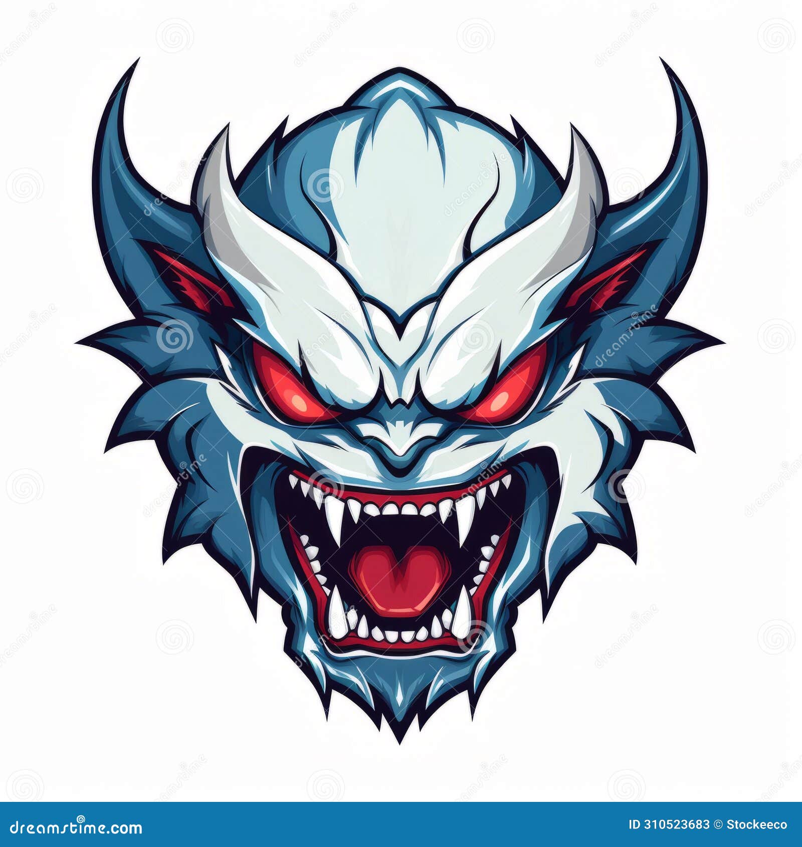 Cyclops Head Vector Illustration in Blue and White with Sharp ...