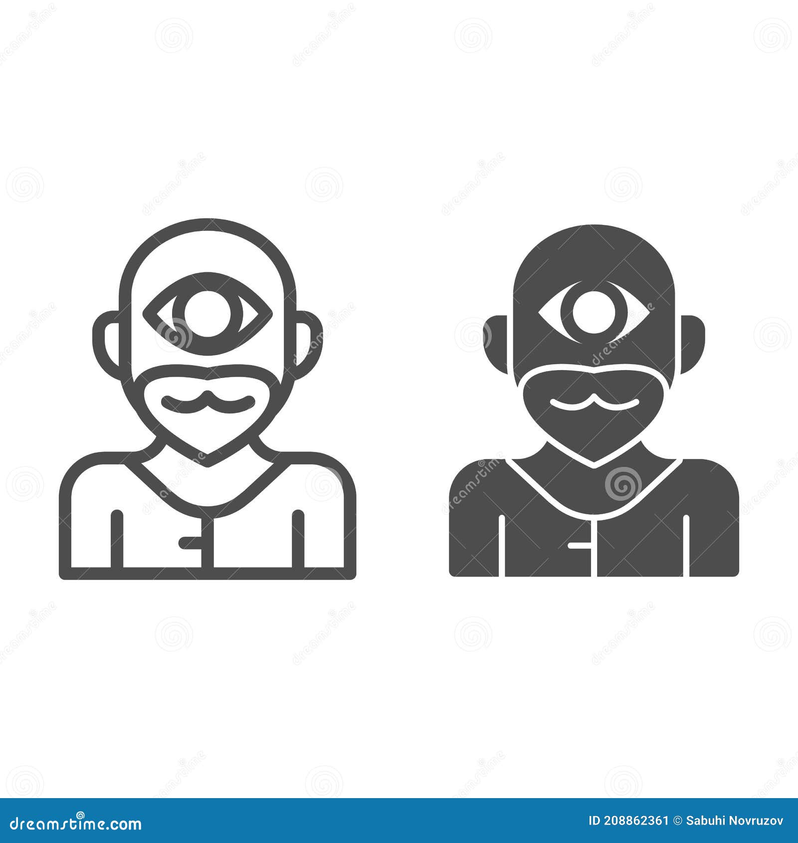 Cyclops Monster Line and Solid Icon, Fairytale Concept, Mythical ...