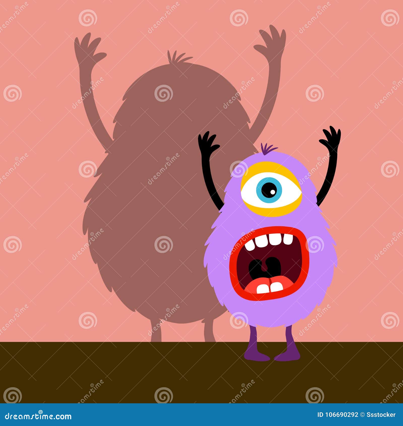 Cyclops Violet Monster with Shadow Stock Vector - Illustration of ...
