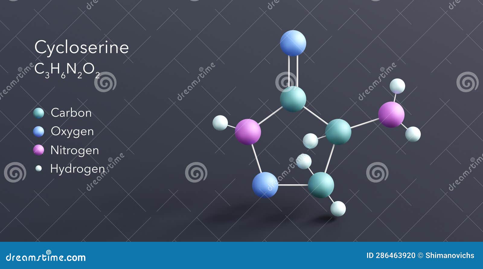 Cycloserine Molecular Structure, 3d Model Molecule, Antituberculosis ...