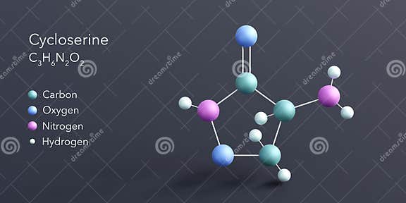 Cycloserine Molecule 3d Rendering, Flat Molecular Structure with ...
