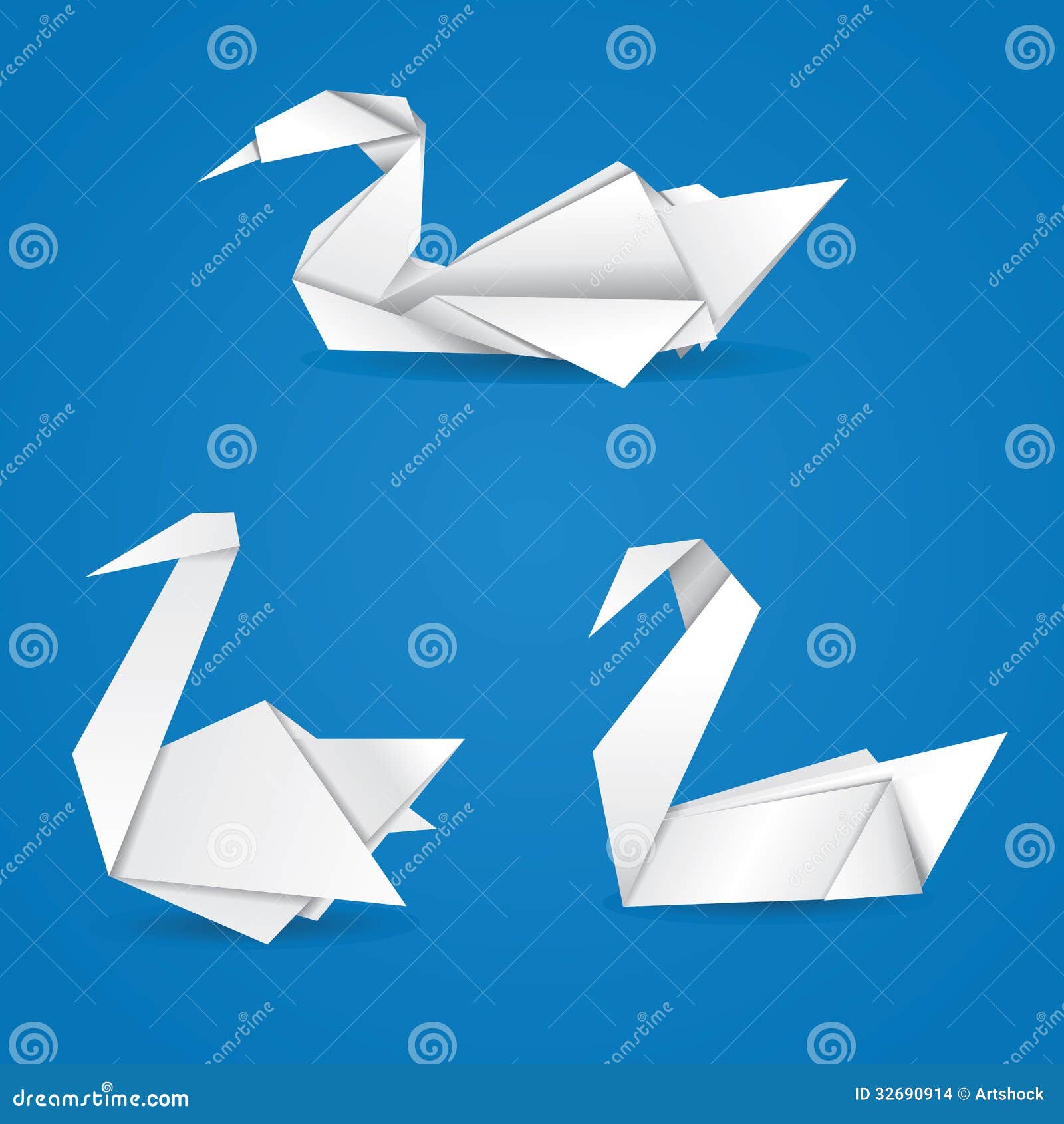Cygnes d'origami illustration de vecteur. Illustration du origami ...