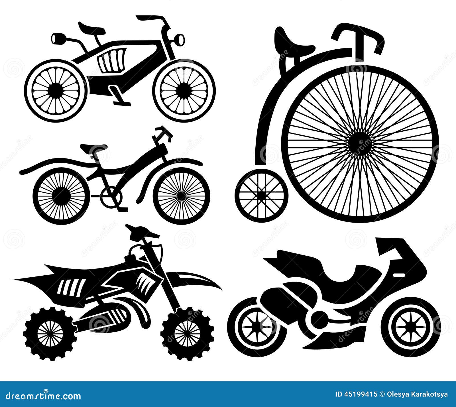 Cykel- Och Mopedsymbolssamling Vektor Illustrationer - Illustration av ...