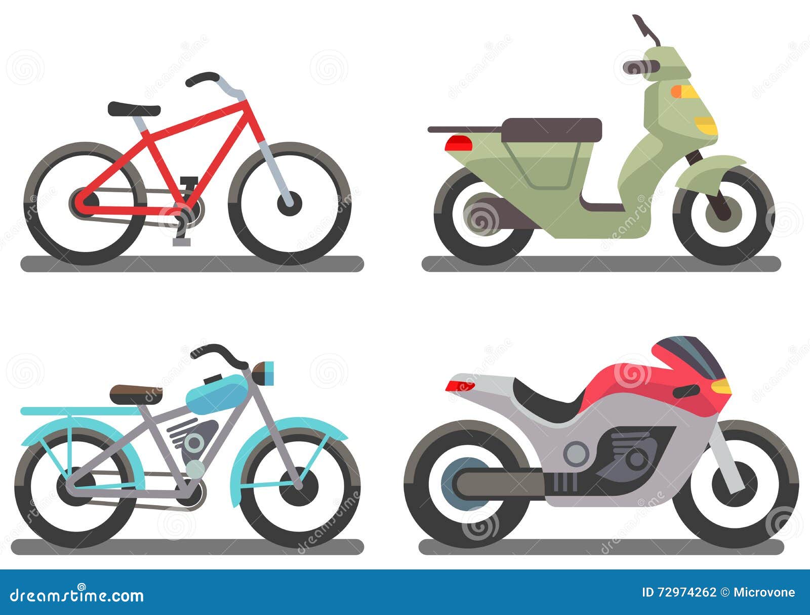 Cykel- Och Mopedvektorillustration Vektor Illustrationer - Illustration ...