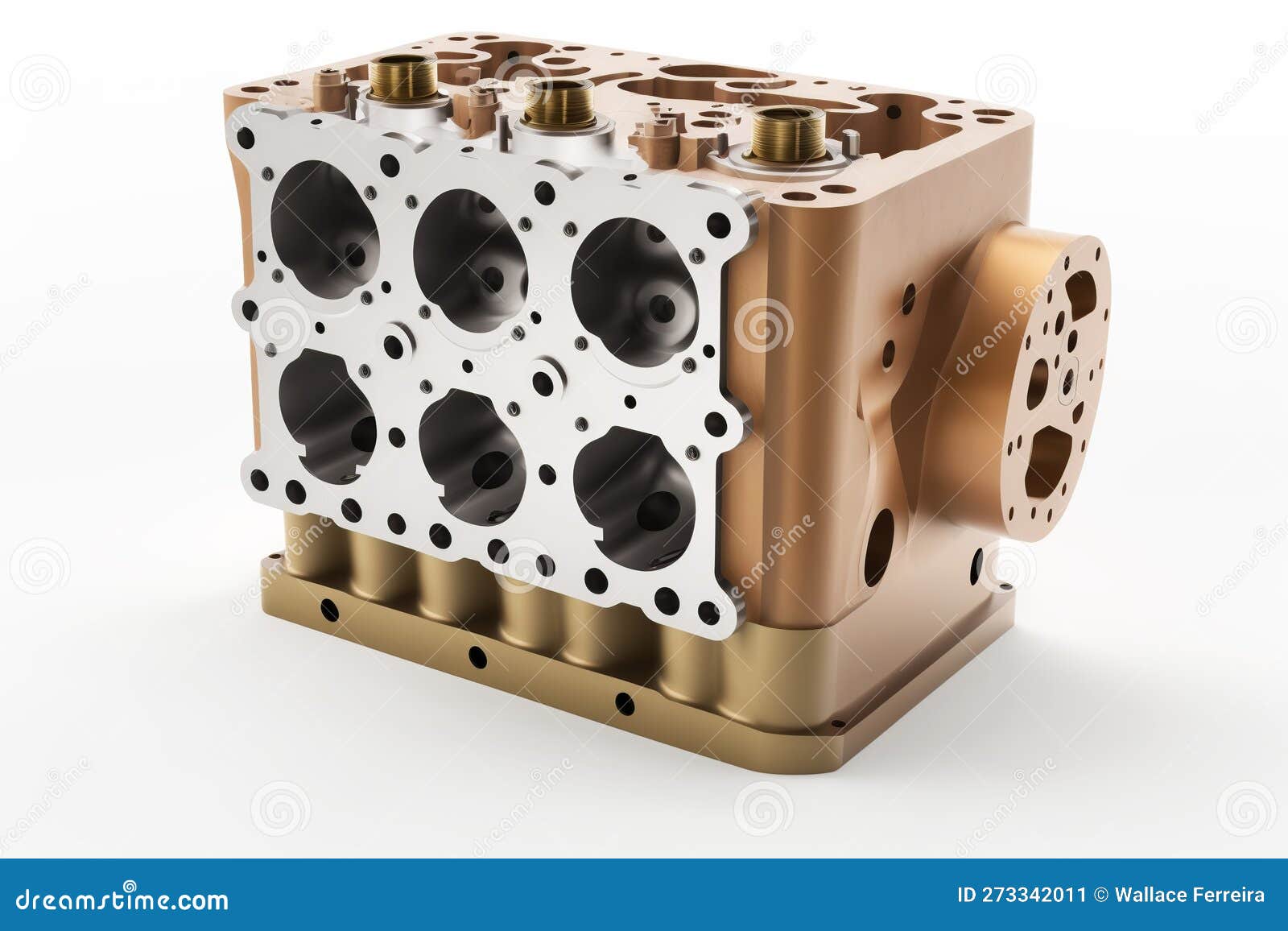 Cylinder Block. Car Component on White Background. Generative AI. 库存例证 ...