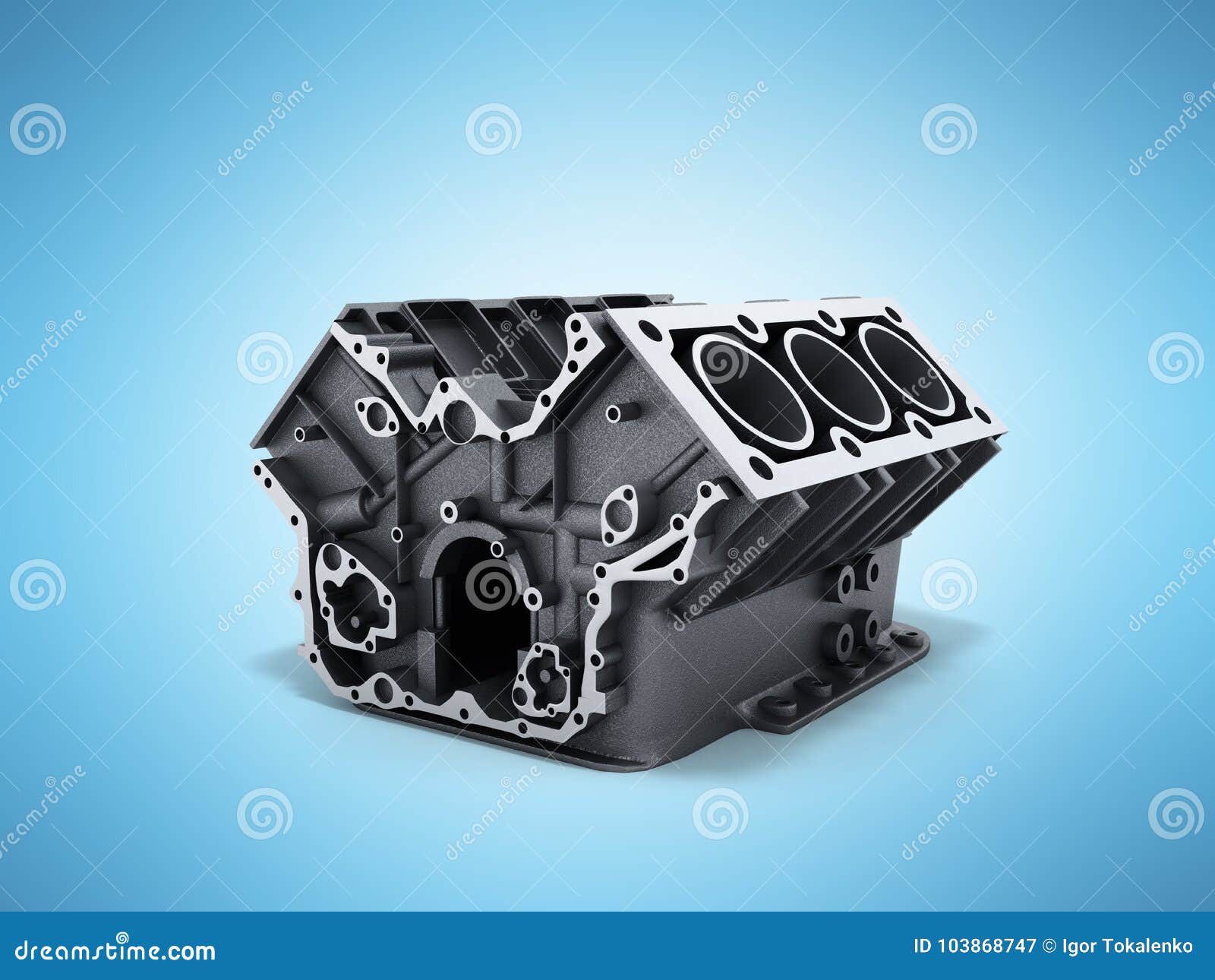 Cylinder Block From Car With V6 Engine 3d Render On A Blue Background ...
