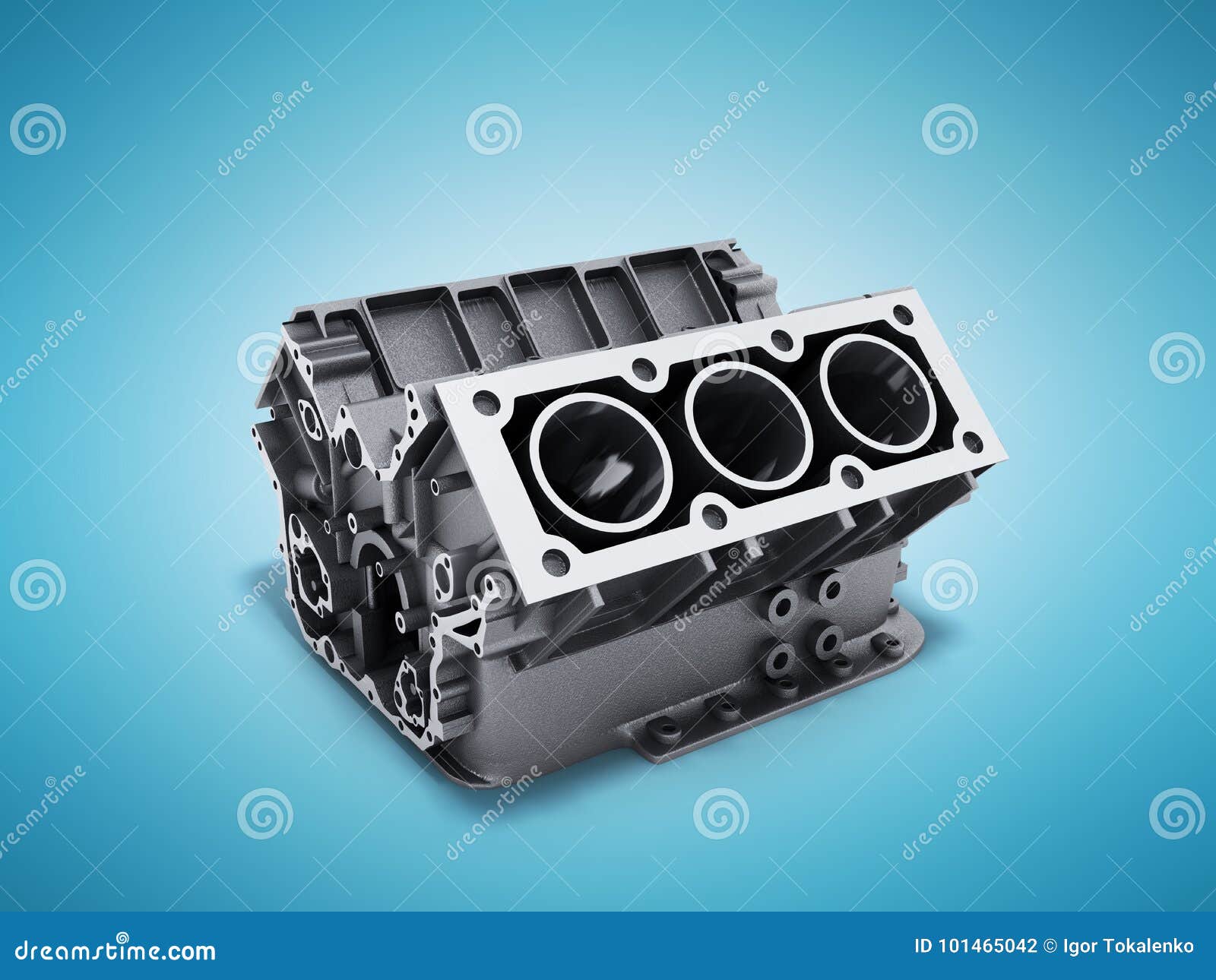 Cylinder Block From Car With V6 Engine 3d Render On A Blue Background ...