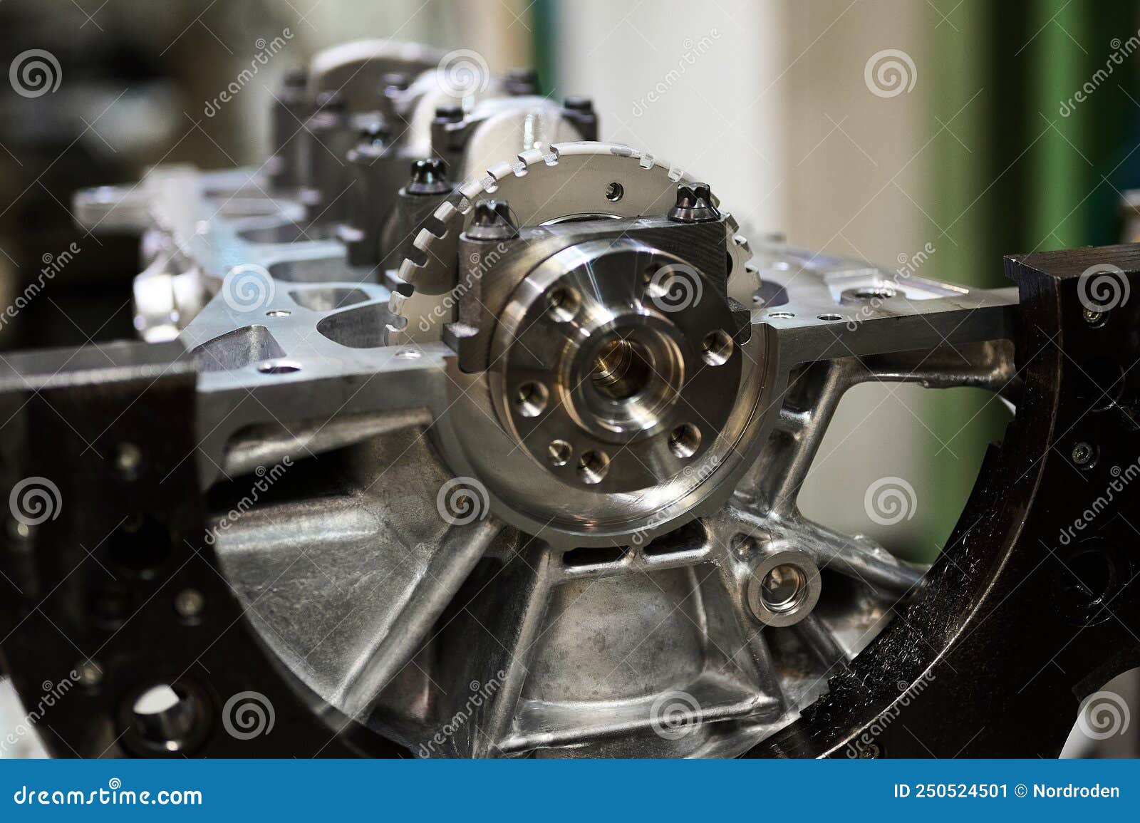 Cylinder Block Complete with Crankshaft. Assembly Line of Internal ...
