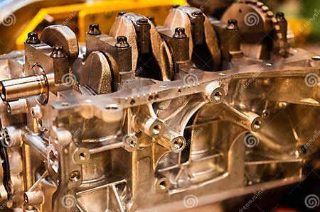 Cylinder Block Complete with Crankshaft. Assembly Line of Internal ...