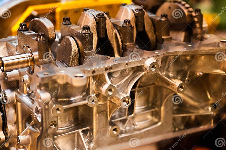 Cylinder Block Complete with Crankshaft. Assembly Line of Internal ...