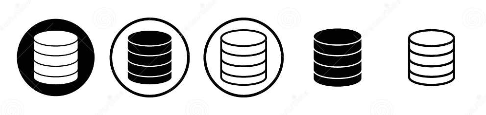 Cylinder Database Icon Vector Set on White Background Stock ...