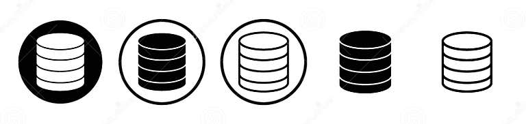 Cylinder Database Icon Vector Set on White Background Stock Vector ...