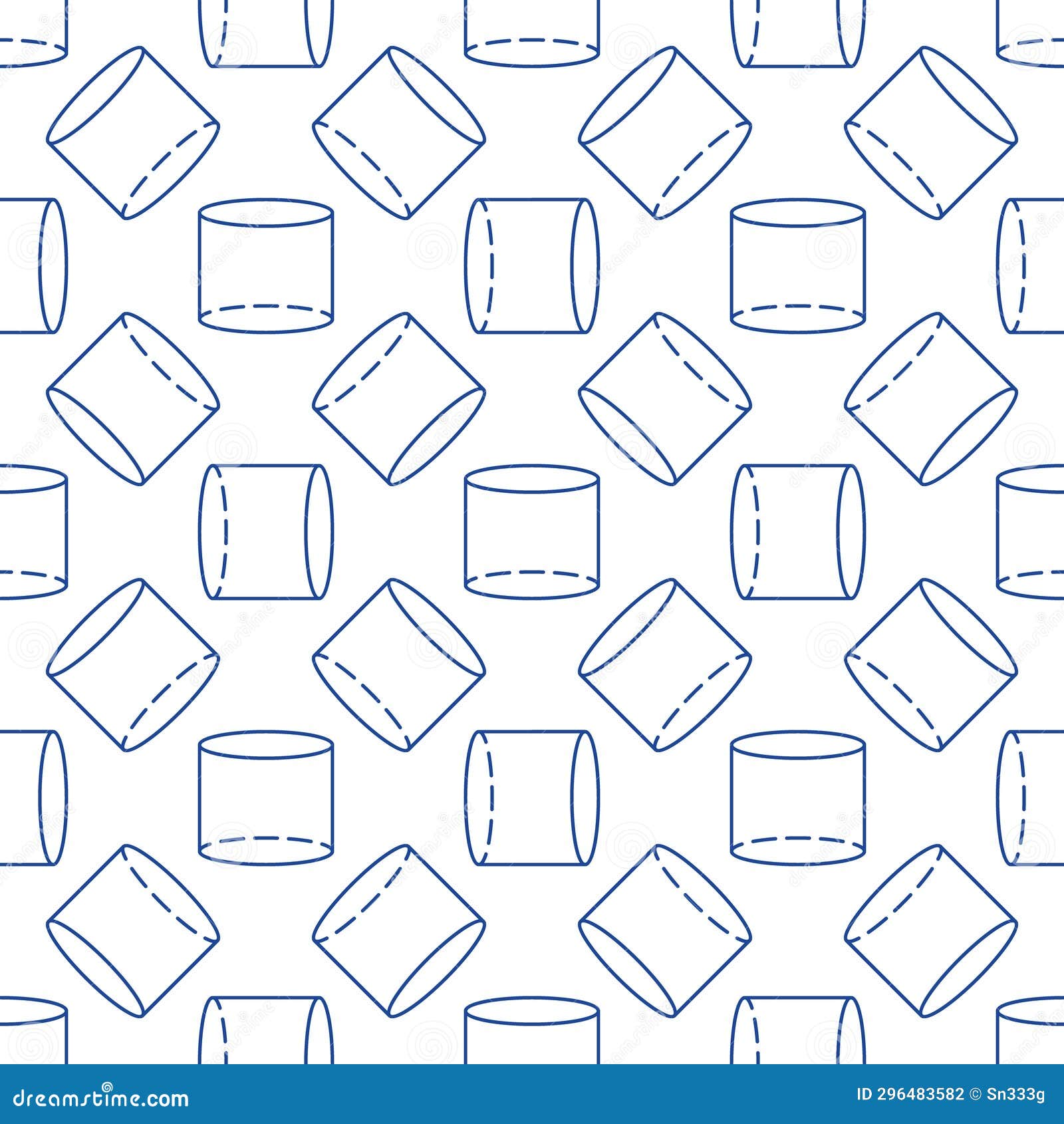 Cylinder Geometrical Figure Vector Linear Seamless Pattern. Geometry ...