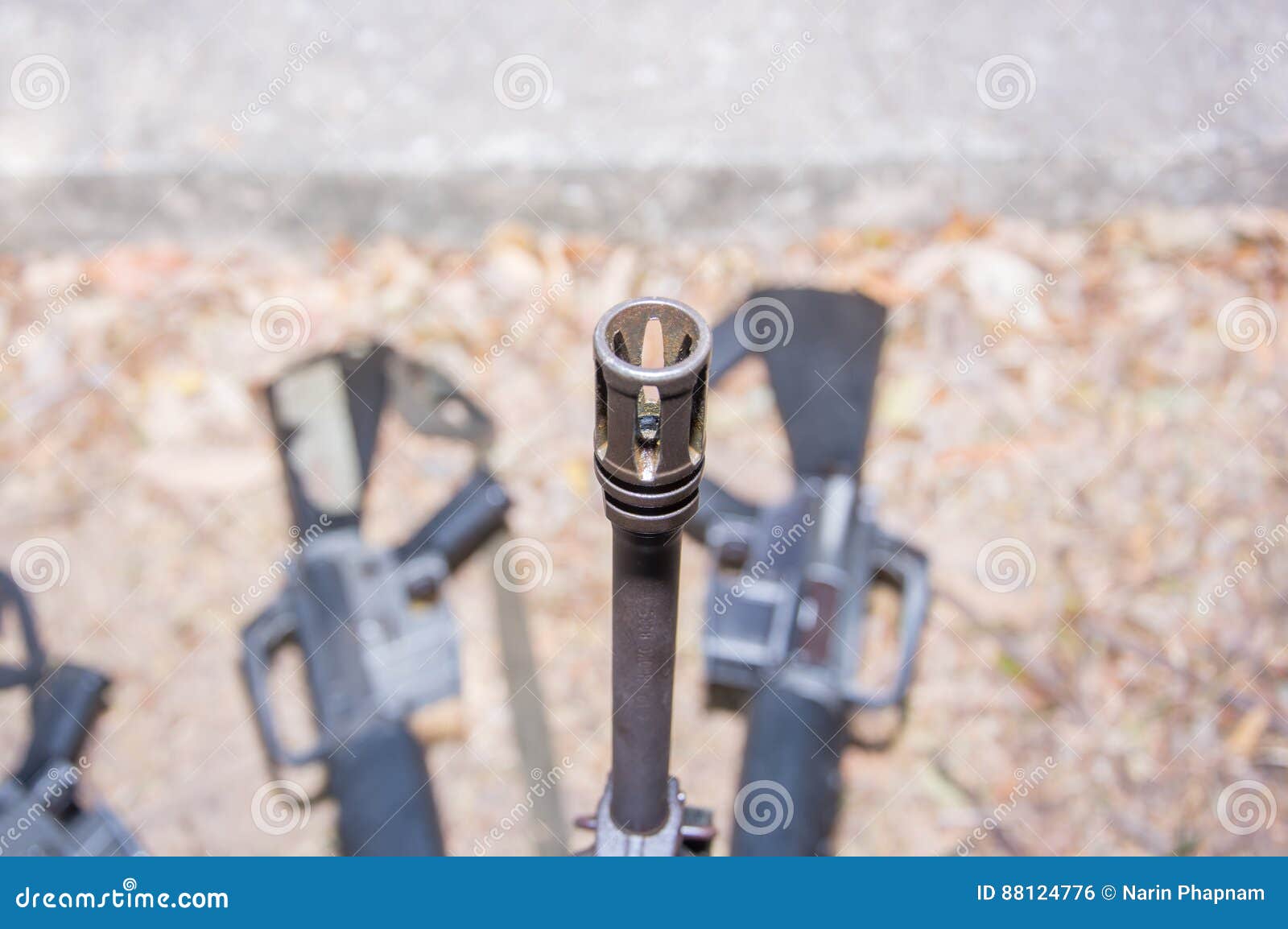 Cylinder Gun M-16 Military Weapon Stock Photo - Image of black, soldier ...