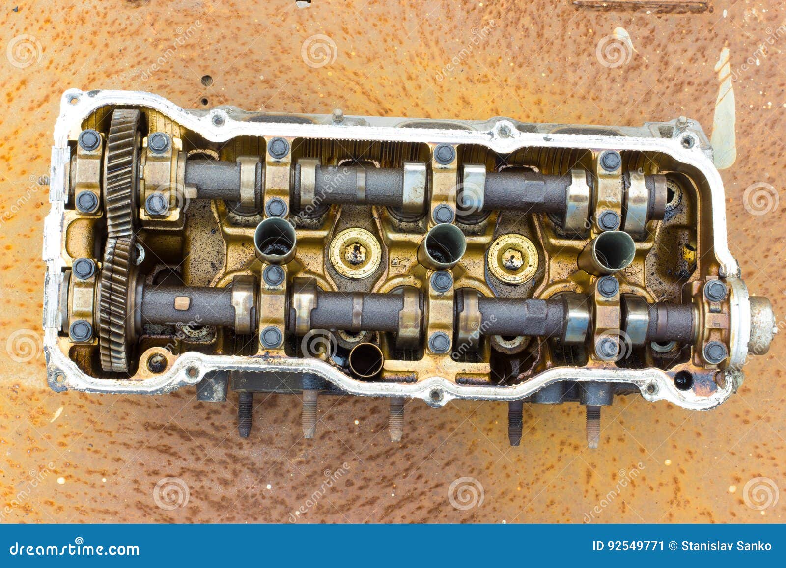 Cylinder head on rusty stock image. Image of motor, engine - 92549771