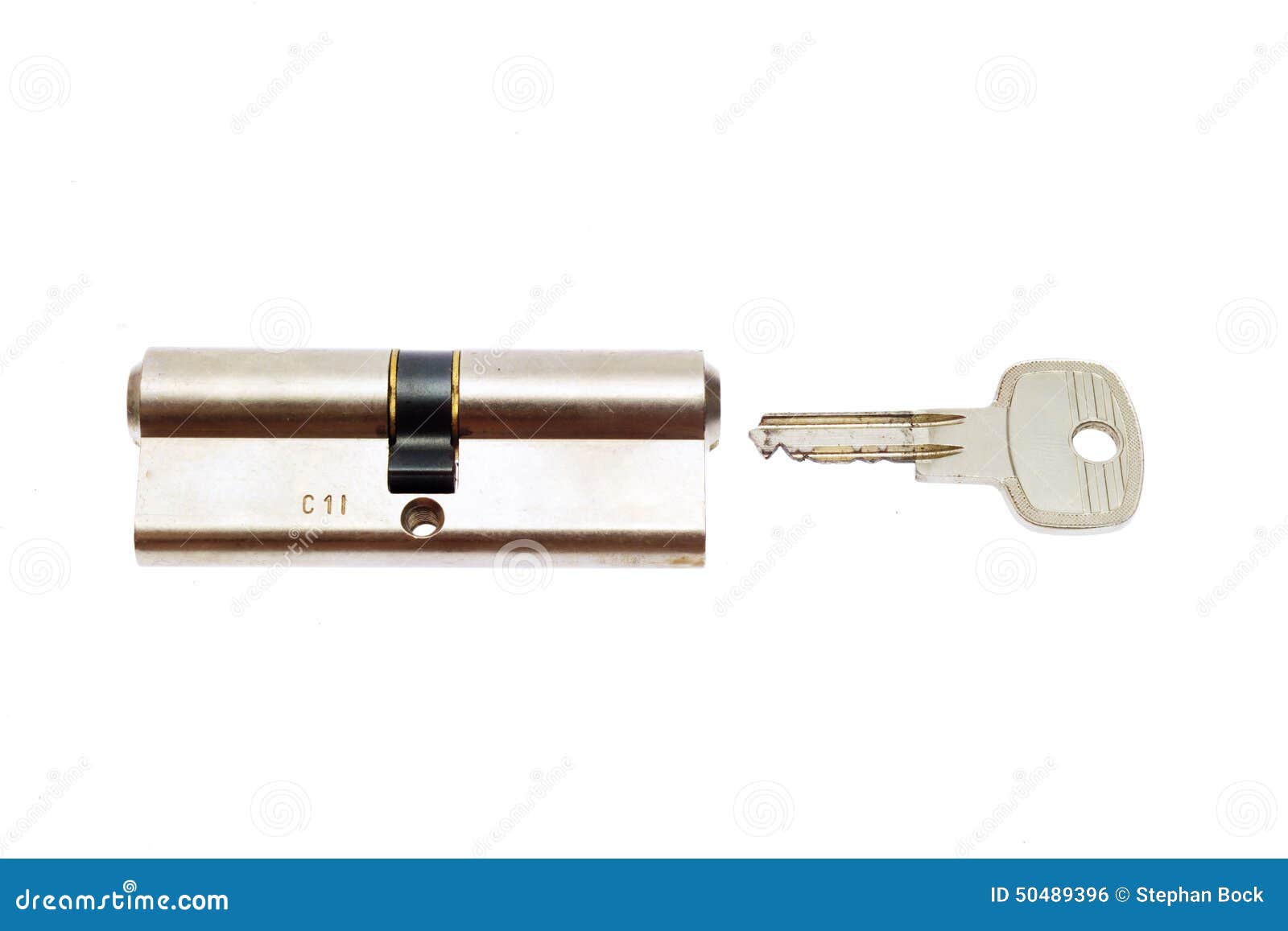 Cylinder Lock Internal Mechanism And Set Of Keys With One Key Inserted ...