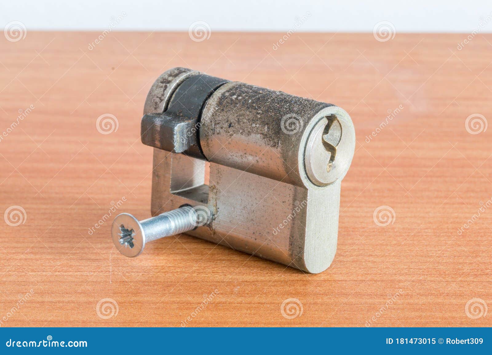 Cylinder Lock Internal Mechanism on Wooden Table Stock Image - Image of ...
