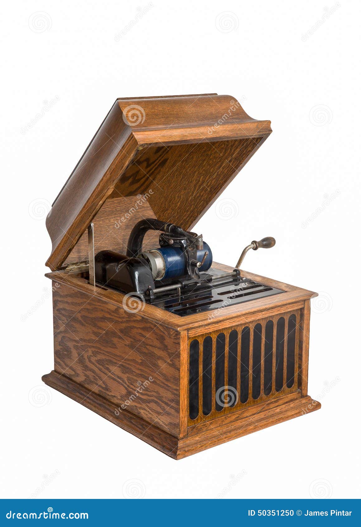 Cylinder Phonograph Isolated on White Stock Photo - Image of shot, blue ...