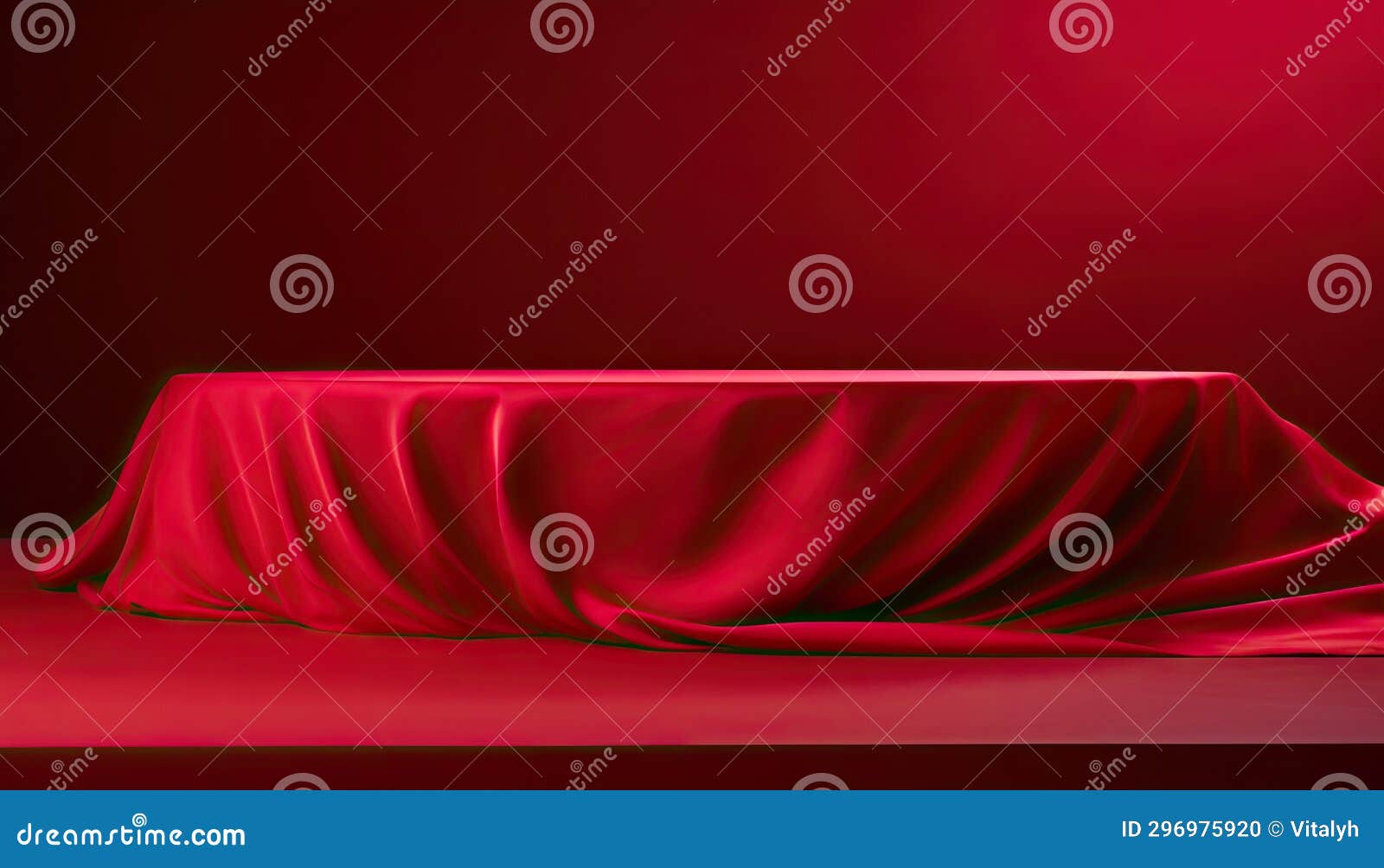 Cylinder Podium Covered with Cloth on a Red Background. Stock Photo ...