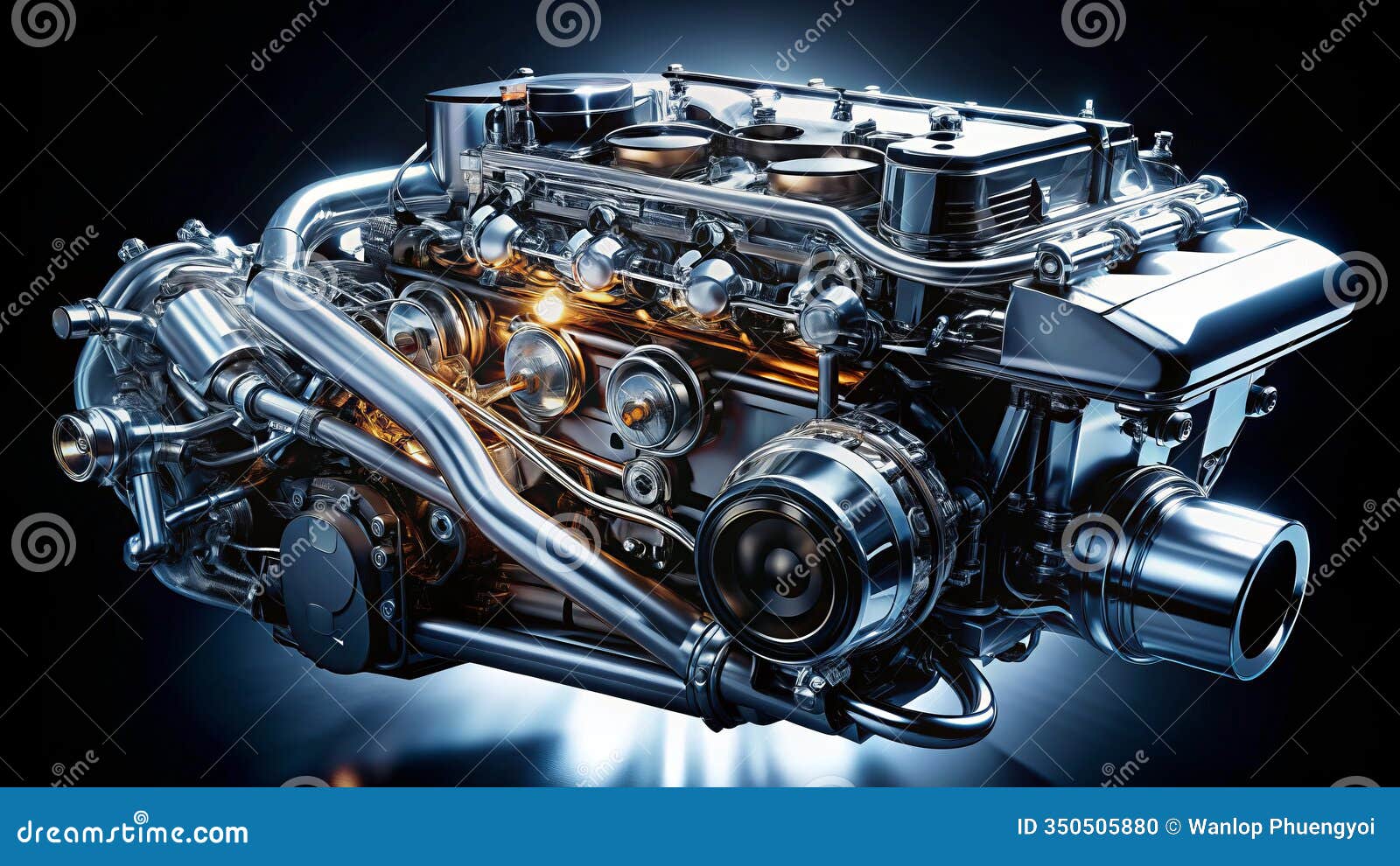 20Cylinder Racing Engine Precision Engineering and Gleaming Chrome ...