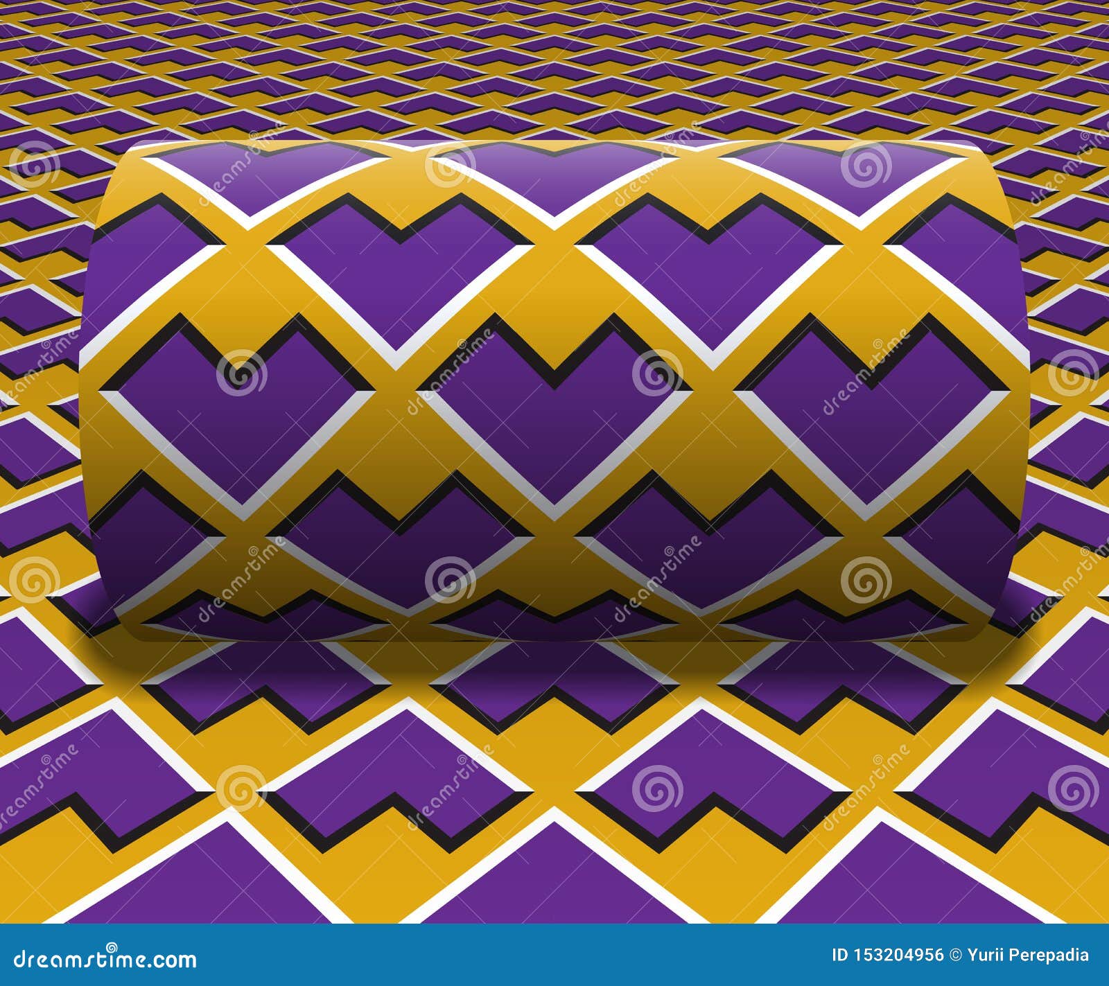 Cylinder is Rolling Along the Inclined Surface. Abstract Objects with ...